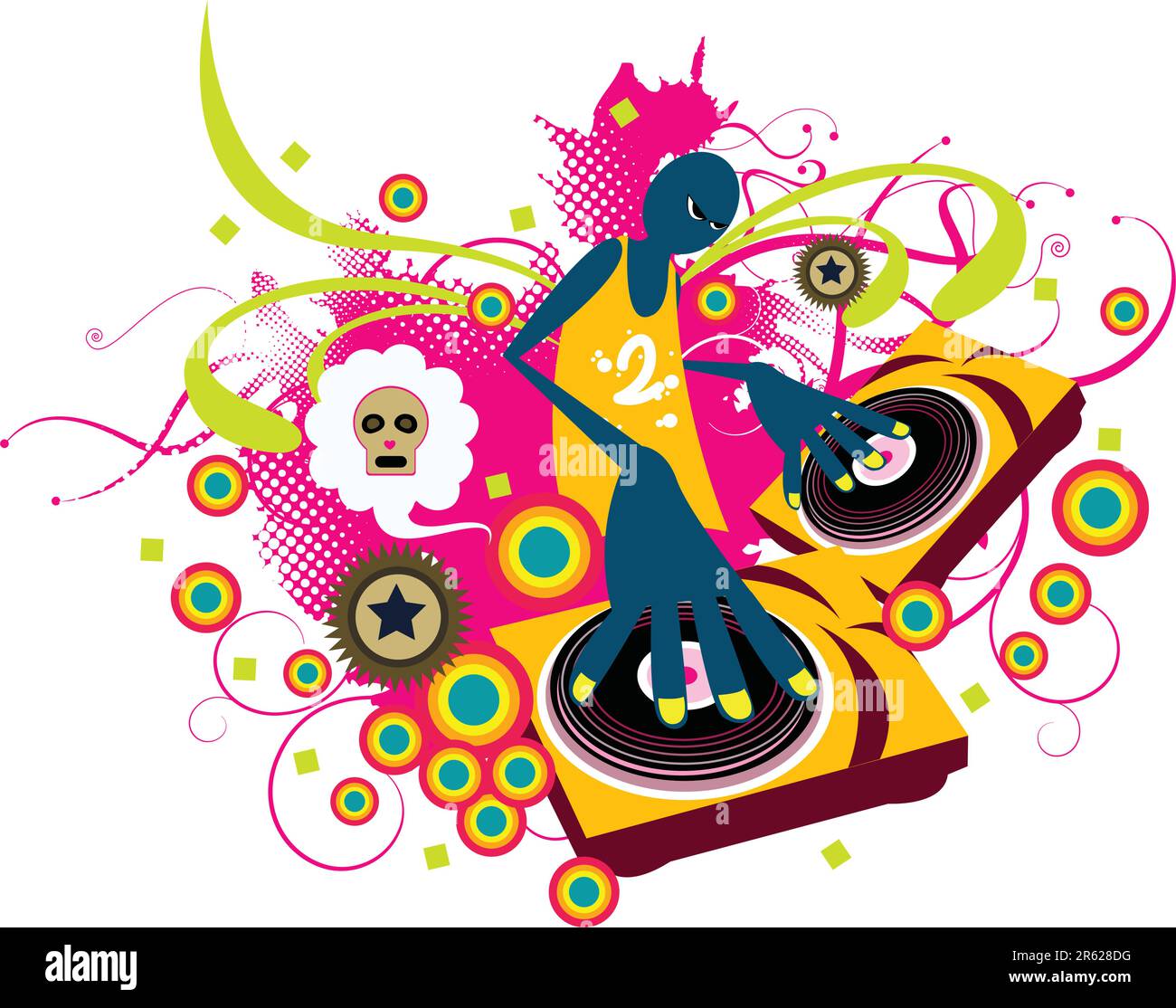DJ with funky pattern background Stock Vector Image & Art - Alamy