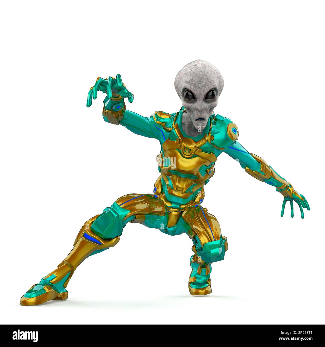 alien grey warrior in action, 3d illustration Stock Photo - Alamy