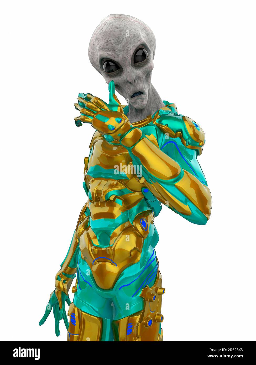 alien grey warrioris looking to you, 3d illustration Stock Photo - Alamy