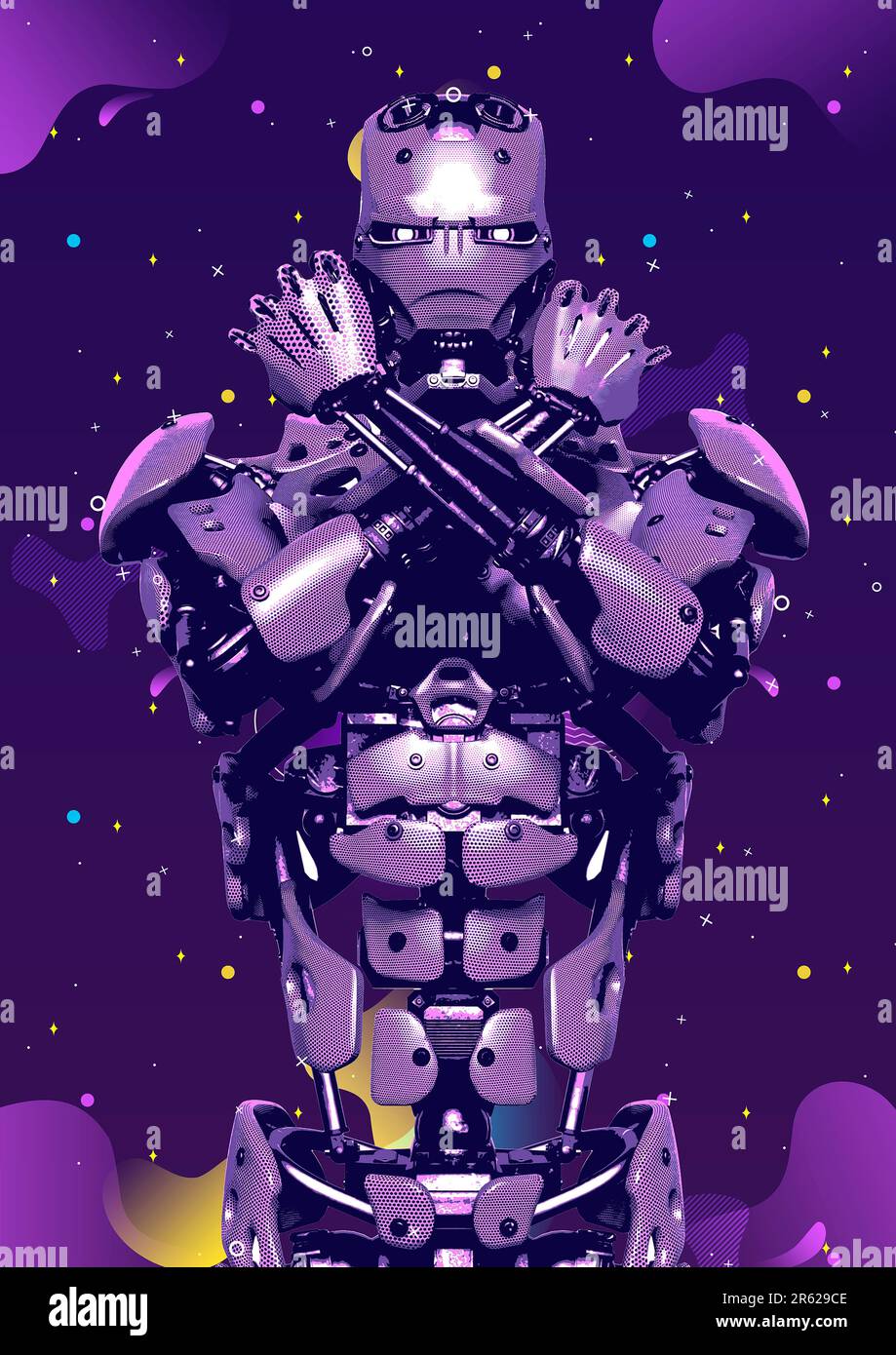 cyborg is ready for war, 3d illustration Stock Photo - Alamy