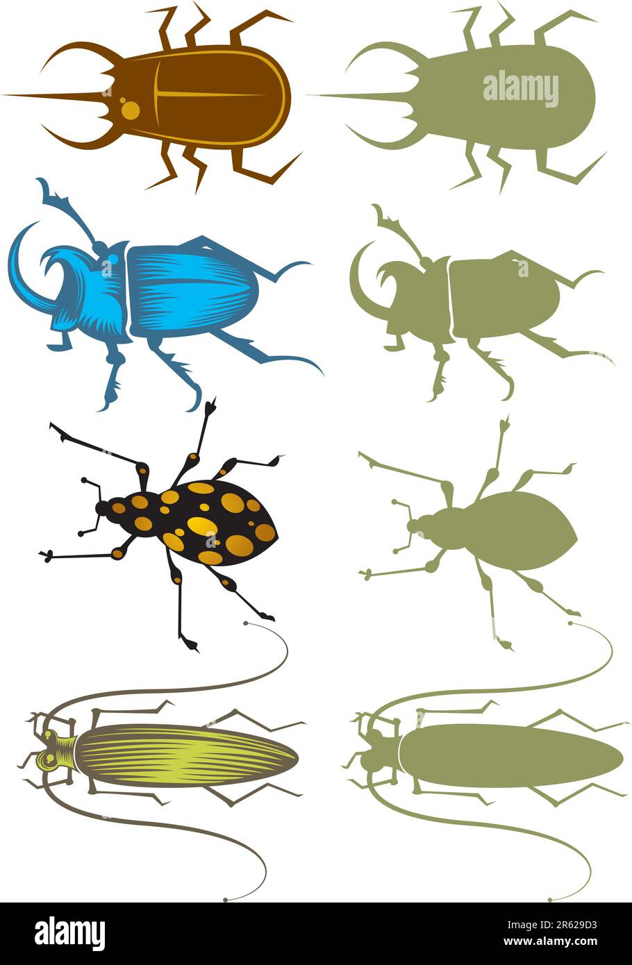 Four insects and silhouette pattern design Stock Vector Image & Art - Alamy