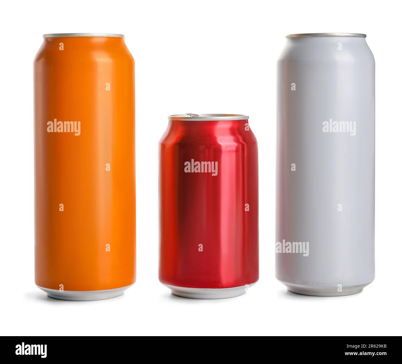 Different cans of fresh soda isolated on white background Stock Photo ...