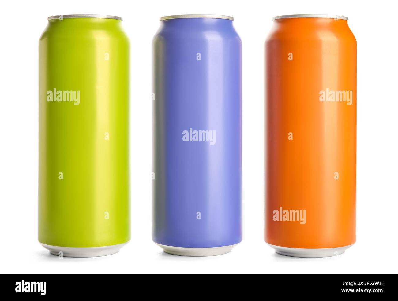 Different cans of fresh soda isolated on white background Stock Photo ...