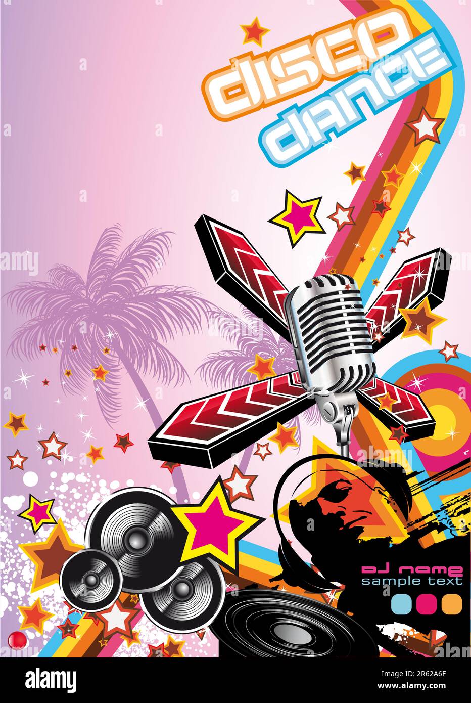 Retro Art Disco Dance Background with DJ Silhouette Stock Vector Image ...