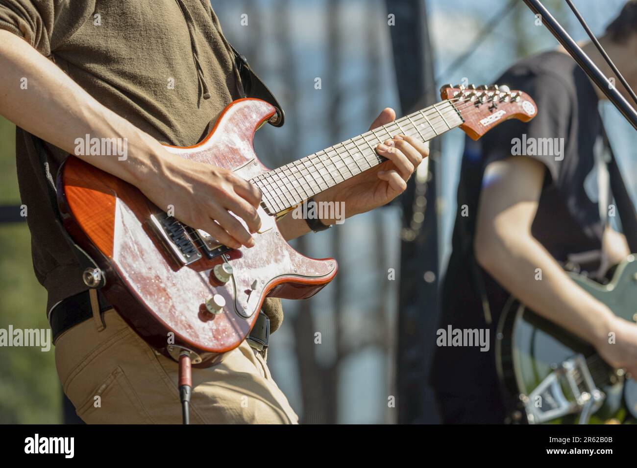 Musical instruments, stage, rock concert Stock Photo - Alamy