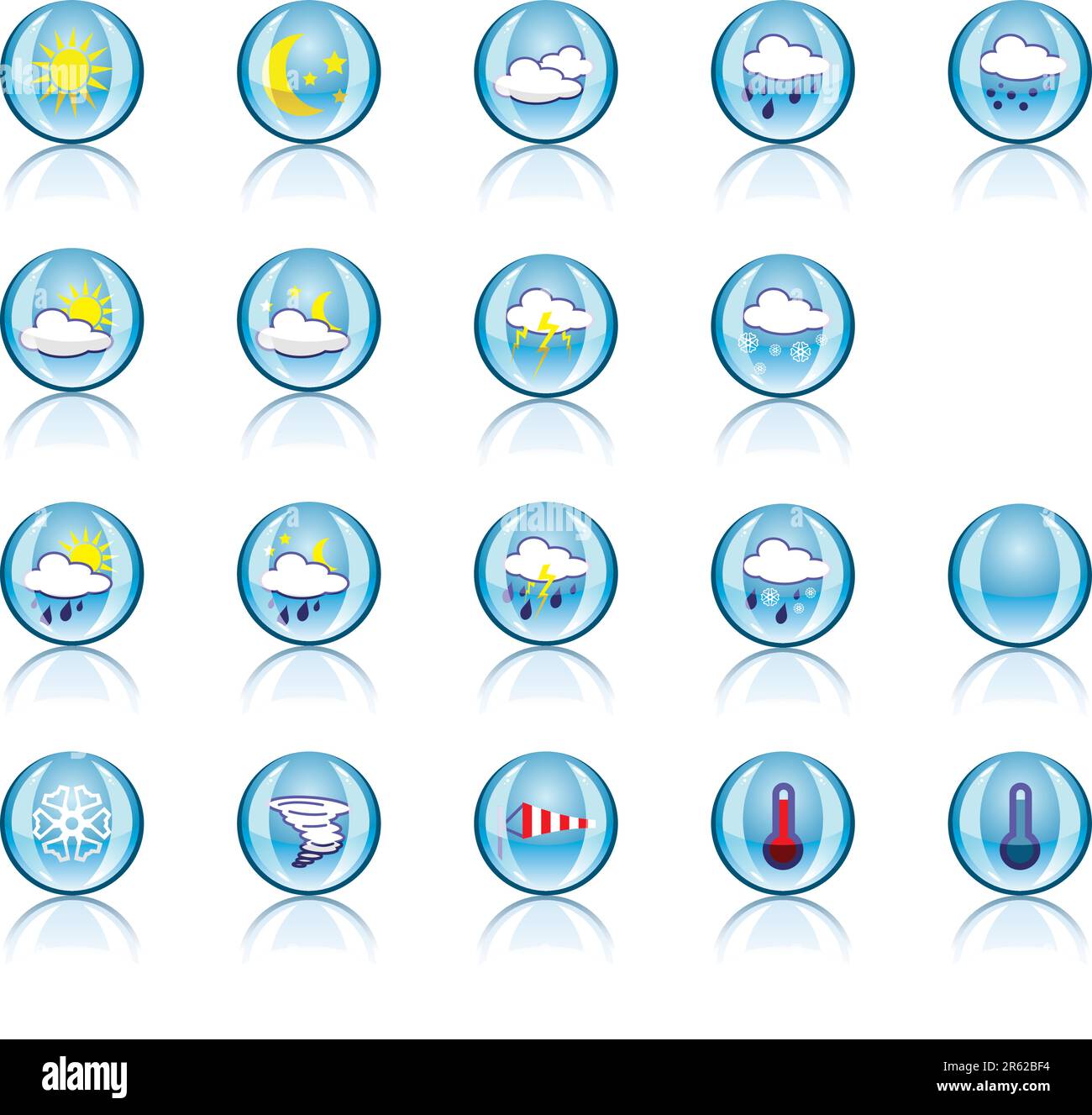 Symbols for the indication of weather. Vector illustration Stock Vector ...