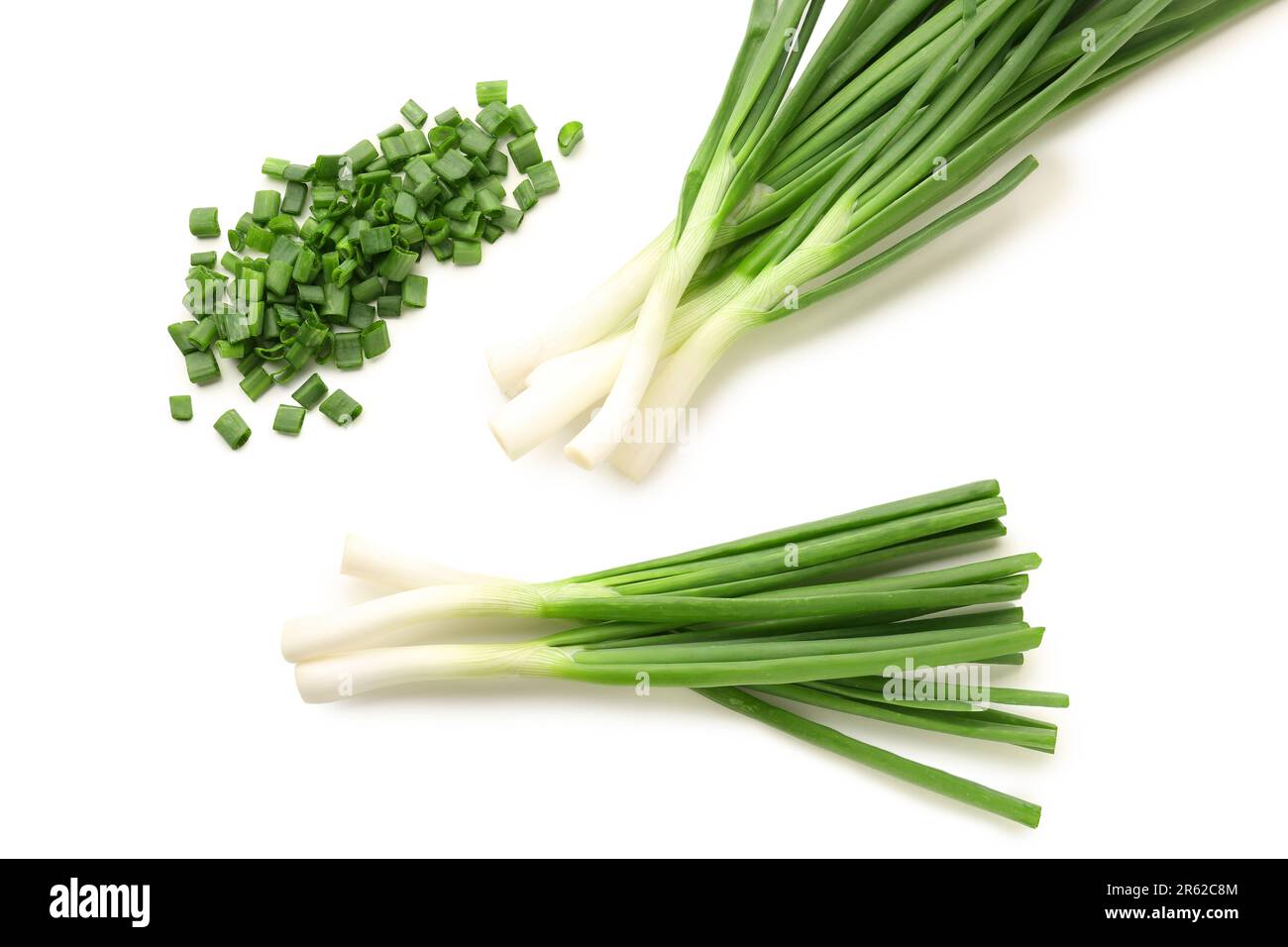 Slices of fresh green onion on white background Stock Photo - Alamy