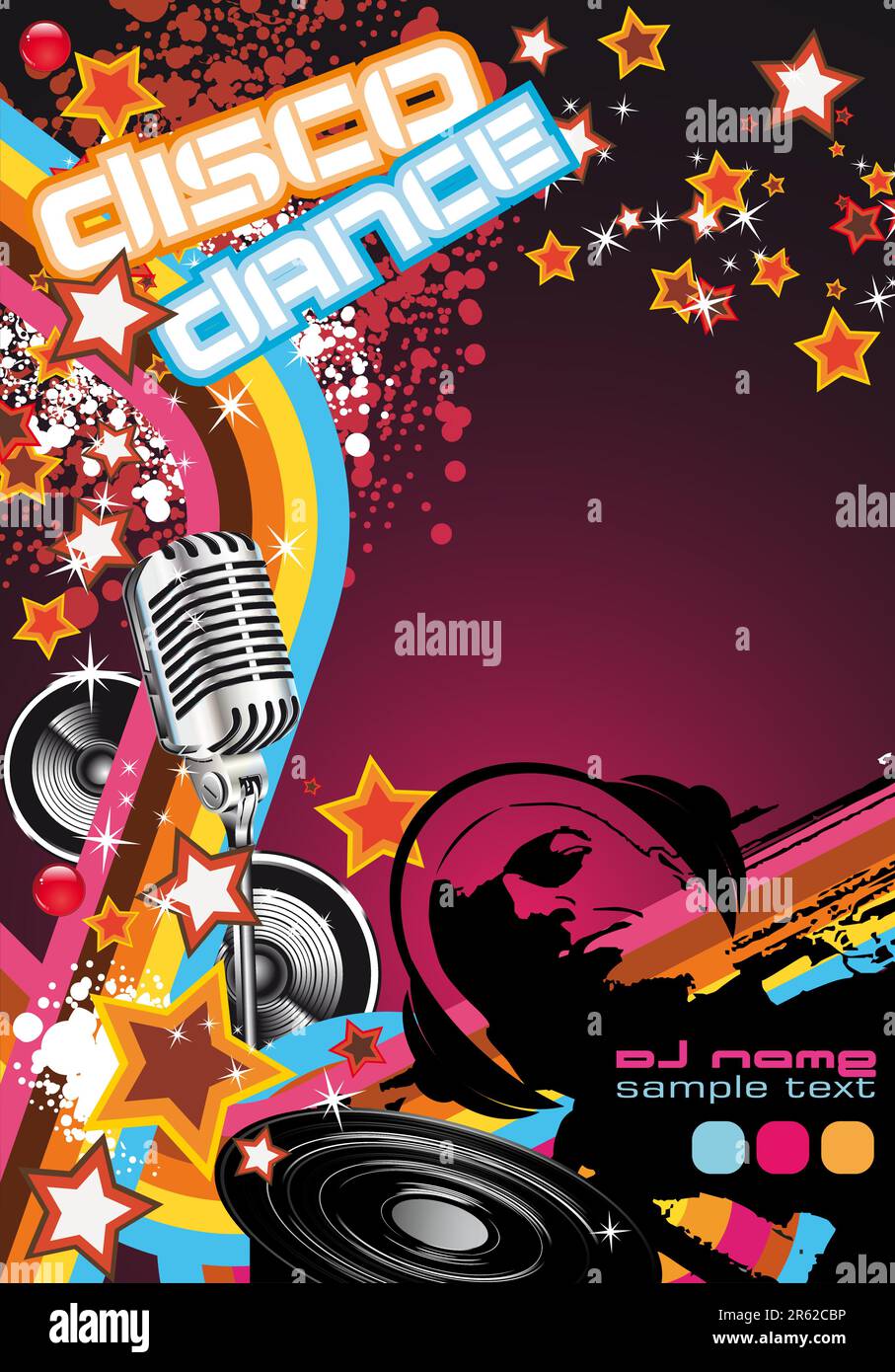 Retro Art Disco Dance Background with DJ Silhouette Stock Vector Image ...