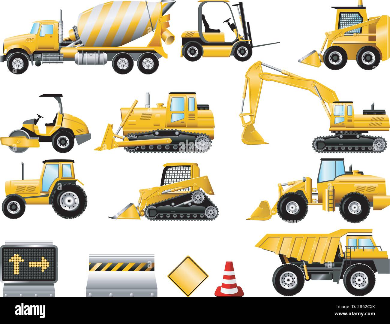 Construction Machinery icons isolated on the white Stock Vector Image ...