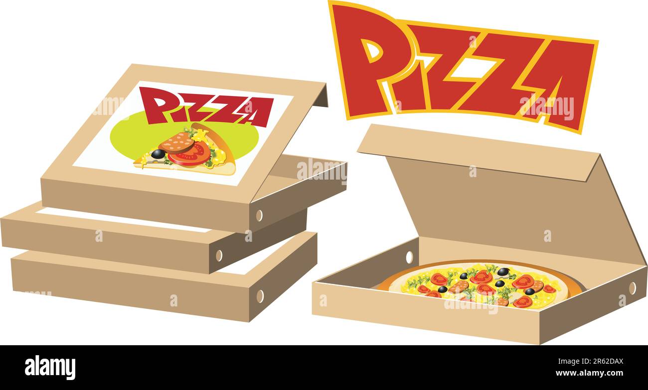 Food series - pizza boxes Stock Vector Image & Art - Alamy