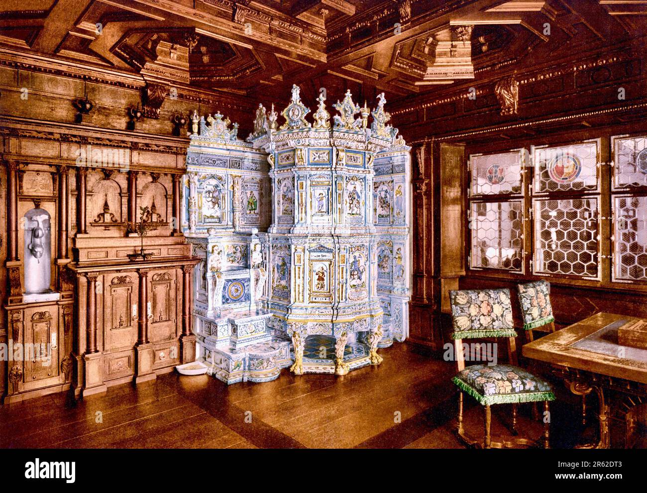 Swiss National Museum, Landesmuseum, room from the Seidenhof, with oven ...