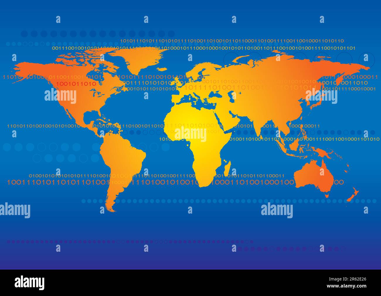 Illustration of world map with binary technology Stock Vector Image & Art - Alamy