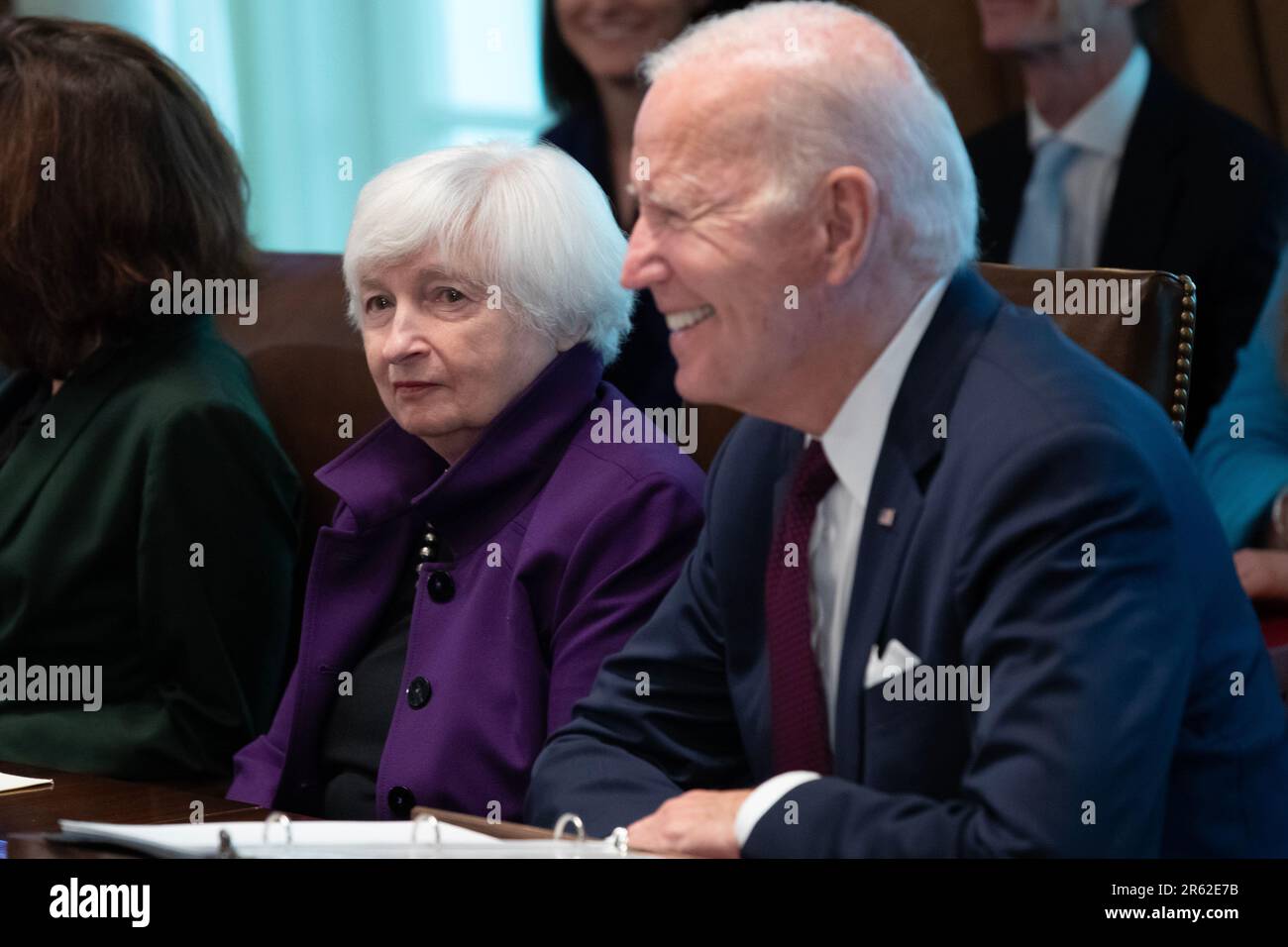 United States President Joe Biden holds a Cabinet meeting, beside US ...