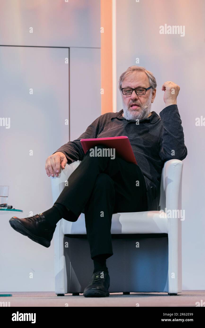 Cologne, Germany. 06th June, 2023. Slavoj Zizek, Slovenian philosopher ...