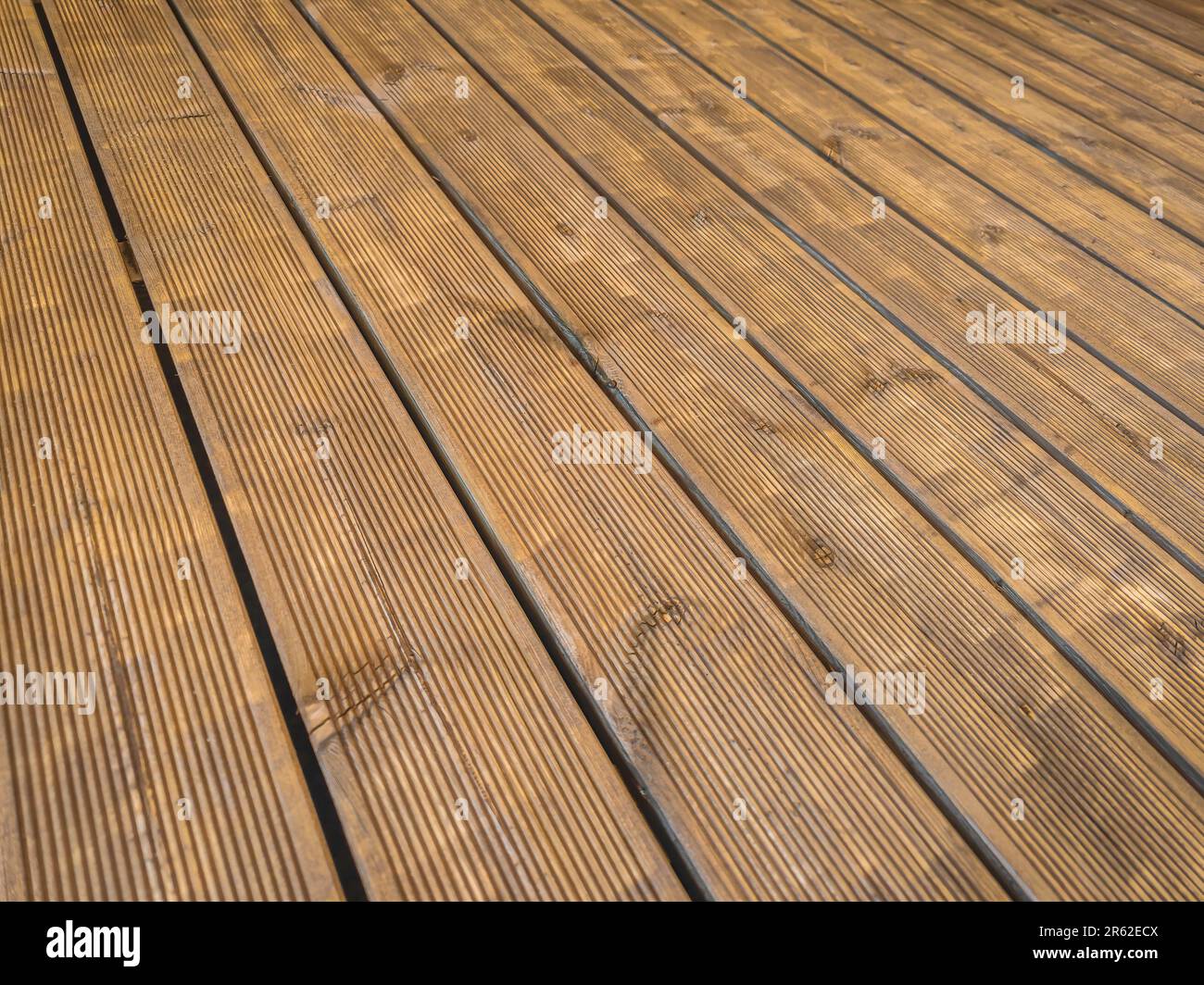 Siberian larch fluted wood terrace impregnated with oil before painting ...