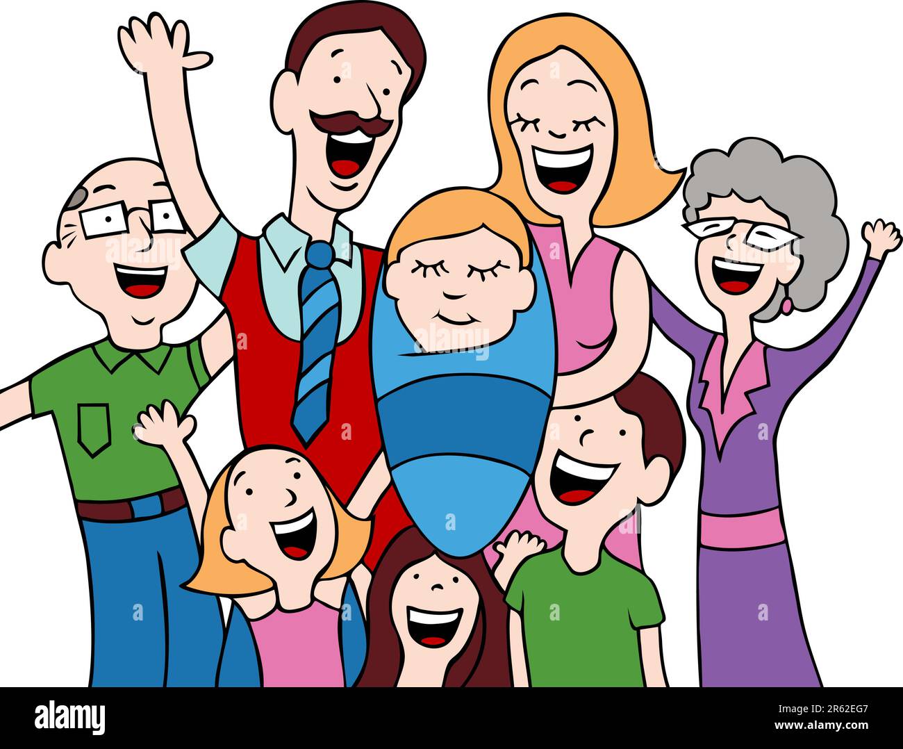 Cartoon of a family welcoming a new baby into the world Stock Vector ...