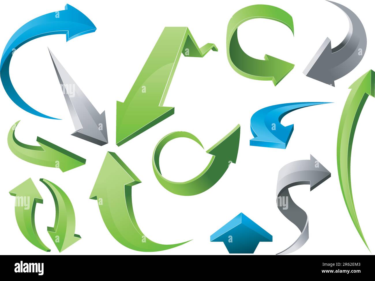 Three-dimensional Arrow Signs Set of different shapes Stock Vector ...