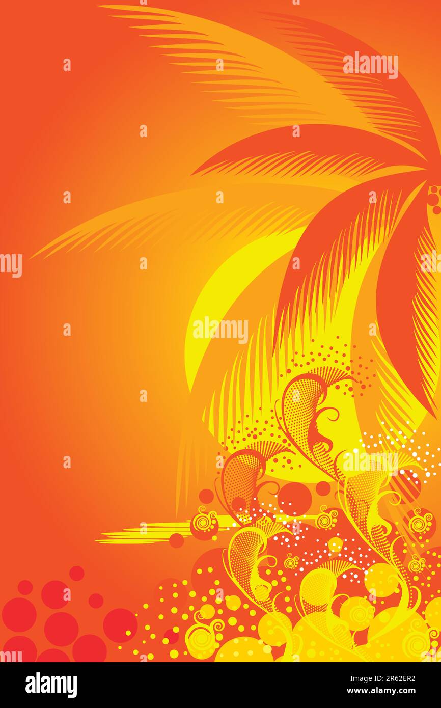 Sunrise seascape palm trees Stock Vector Images - Alamy