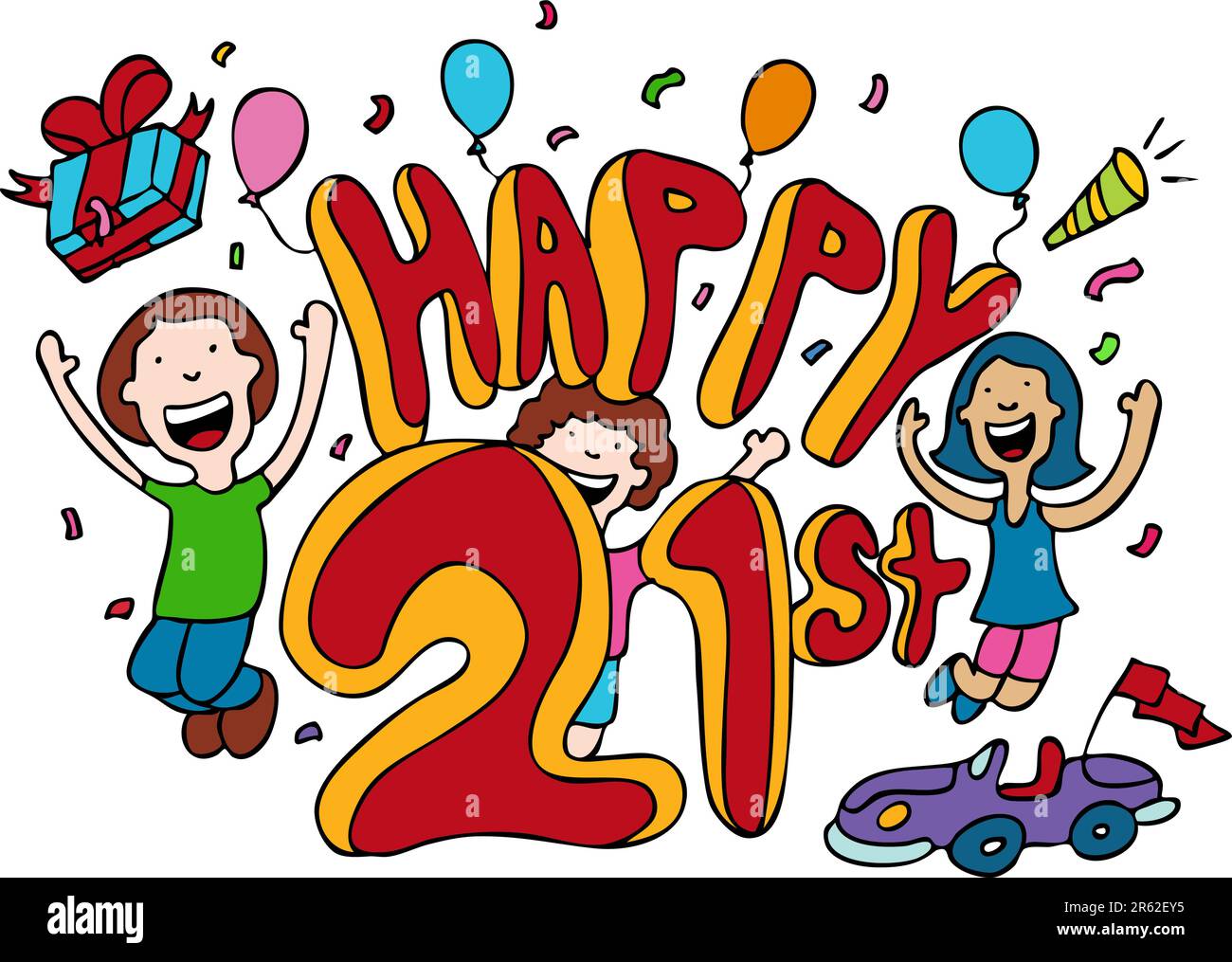 Happy 21st birthday Stock Vector Images - Alamy