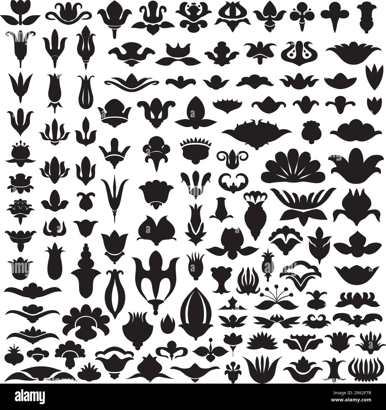 Floral silhouettes and elements of patterns Stock Vector Image & Art ...