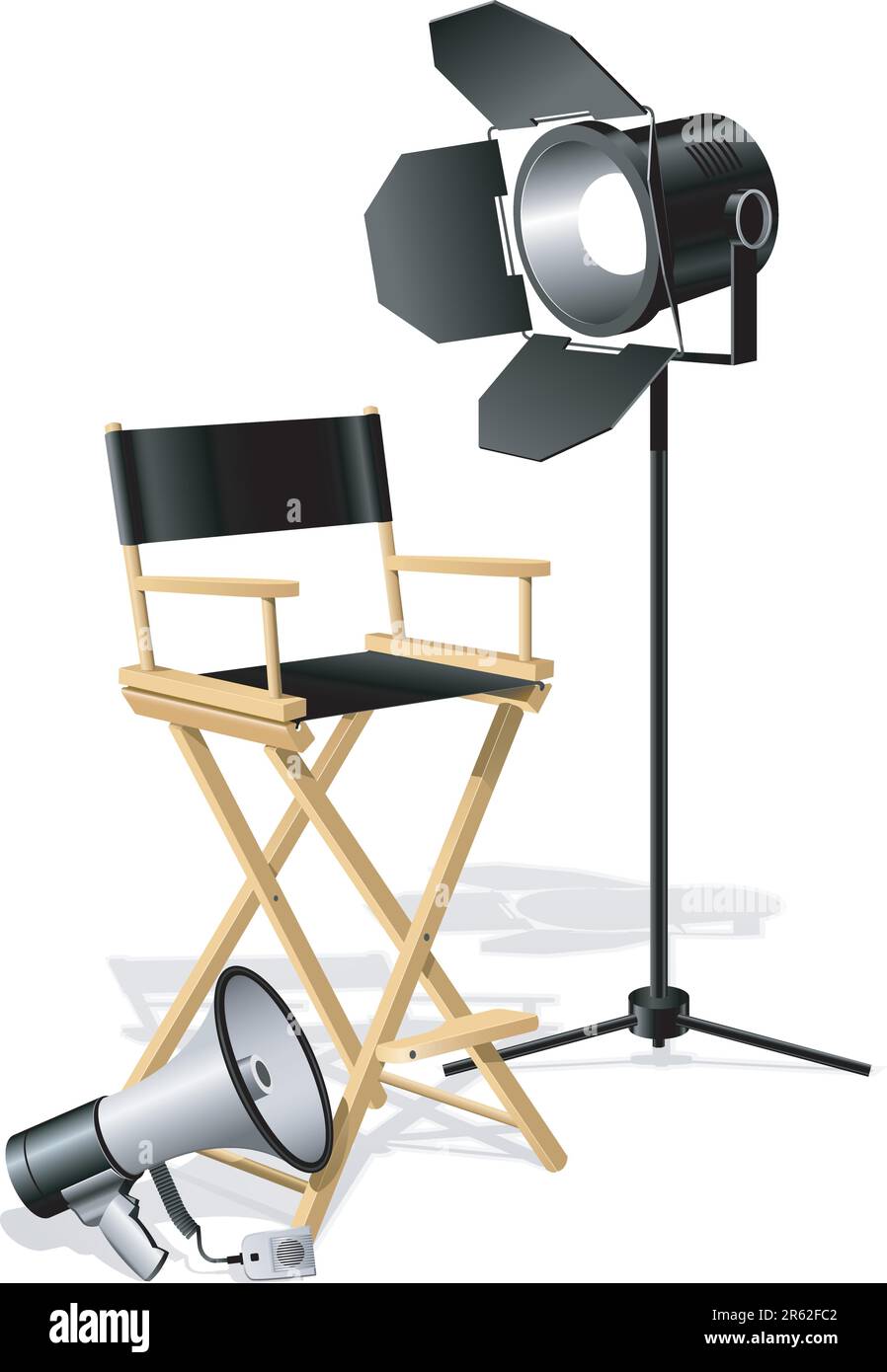 Director's workplace Chair, Megaphone and searchlight Stock Vector ...