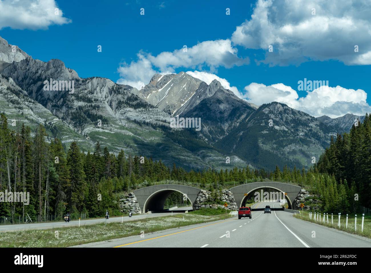 Trans-Canada highway in Banff National Park, showing the wildlife ...