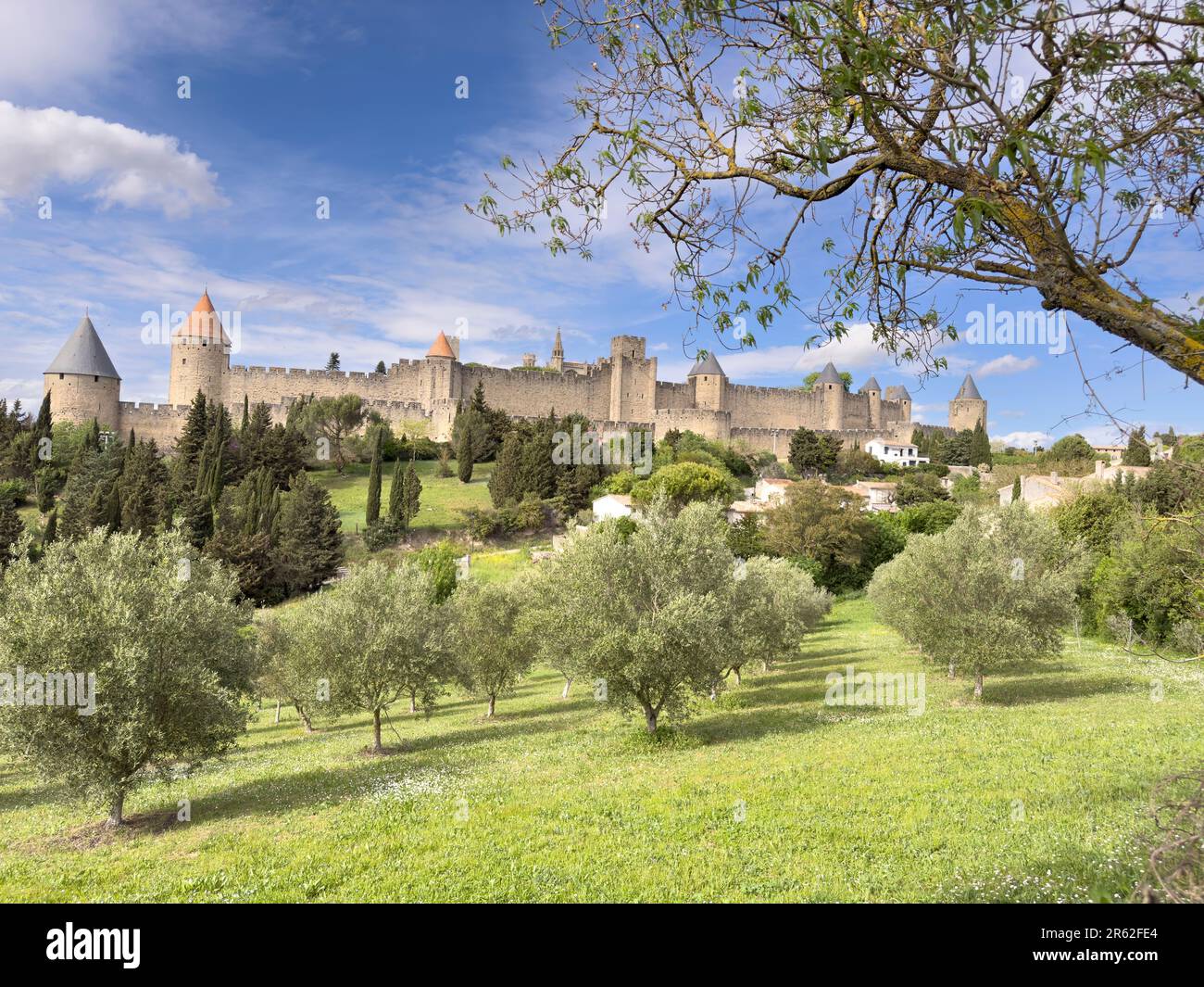 The unique medieval Carcassonne fortress( Aude, France), inscribed on ...