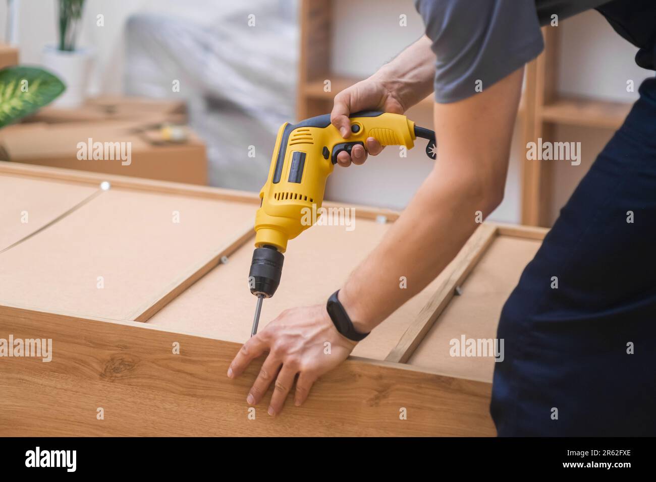 Furniture made of quality wood materials assembling process carpenter ...