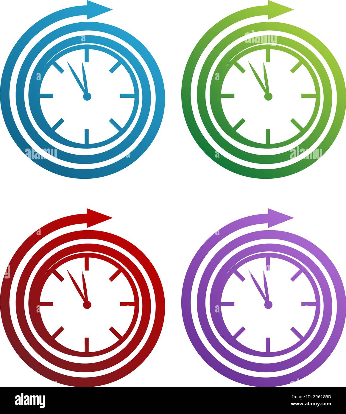 Spiral clock icon set isolated on a white background Stock Vector Image ...