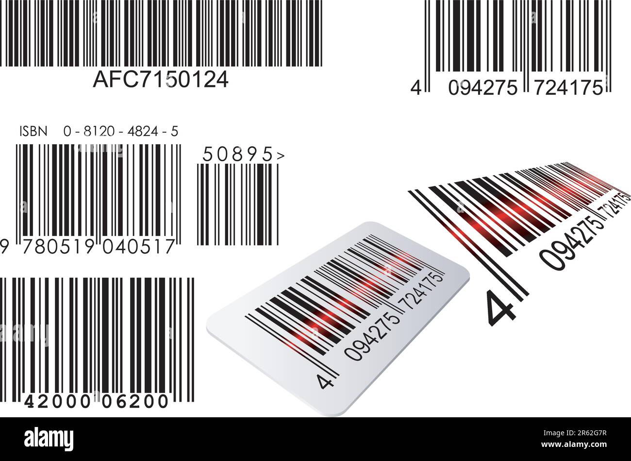 Bar codes in different styles with red laser line Stock Vector Image ...