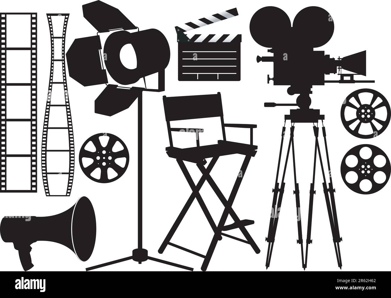 Film Industry silhouette icons on the white Stock Vector Image & Art ...