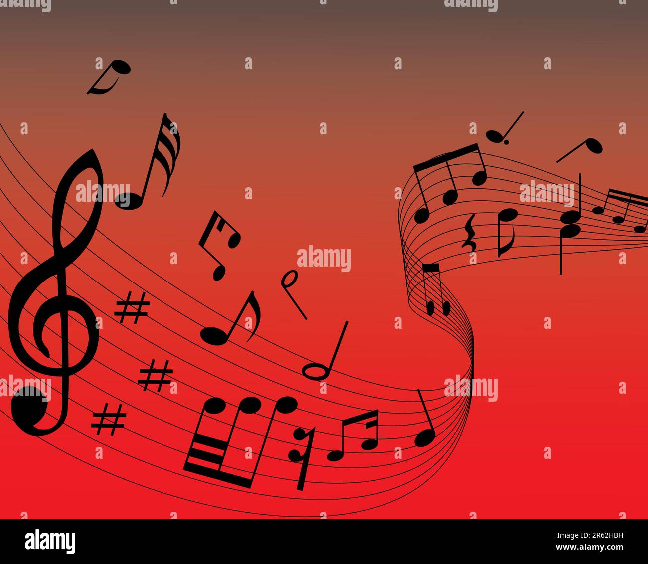 Red Music Notes Black Background
