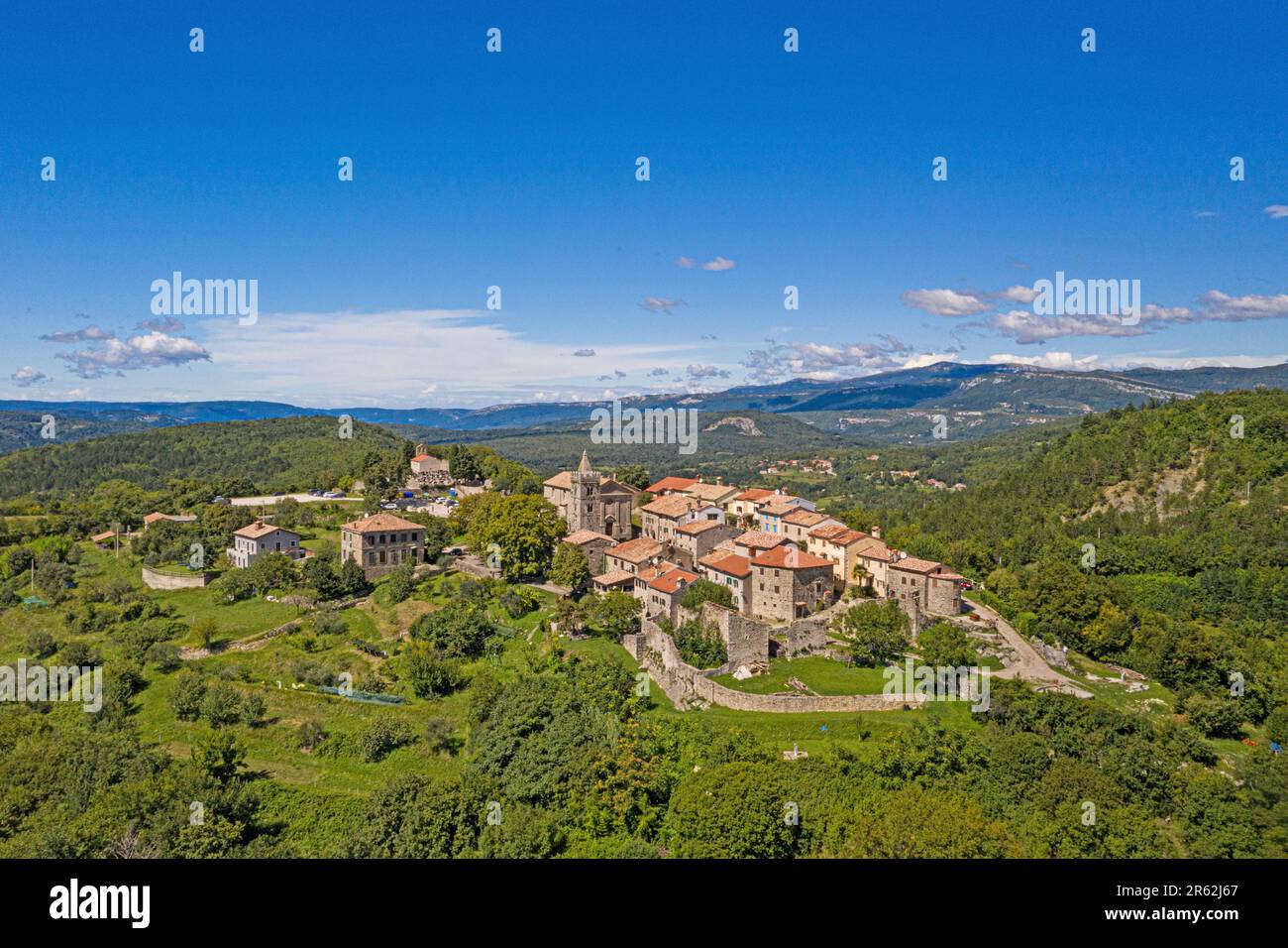 Panoramic aerial drone picture of Hum in Croatia, the smallest city in ...