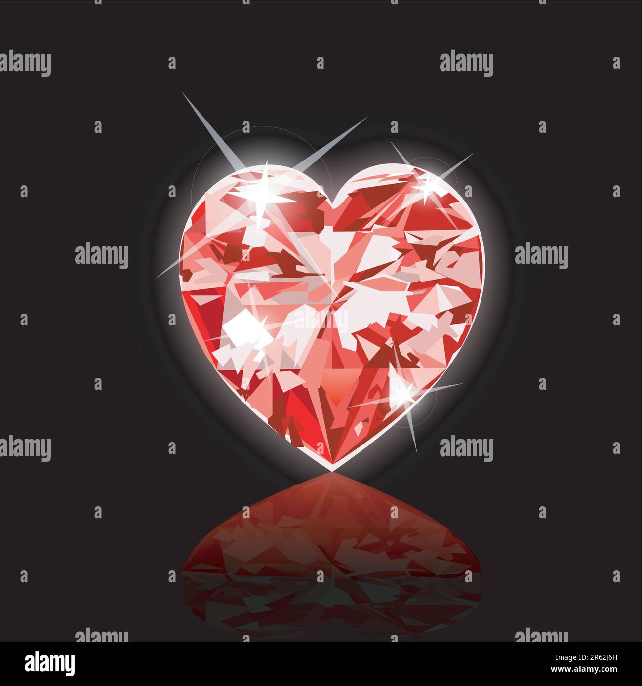 Vector Illustration of Red Crystal or Diamond with black background ...