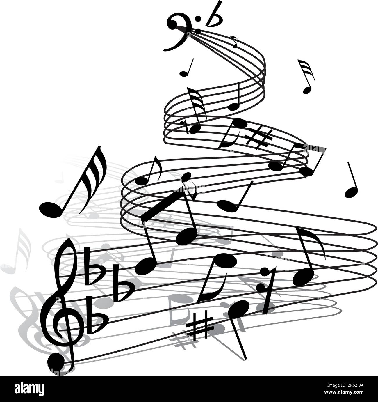 Abstract music background with different notes and lines Stock Vector ...
