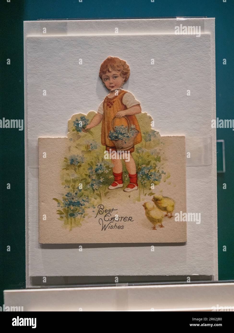 A 19th century Easter card on display in the Postal Museum in London ...