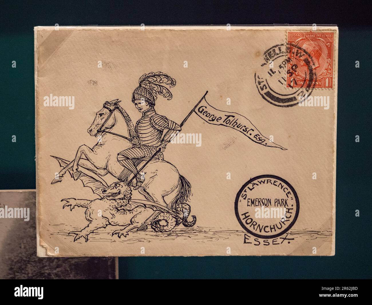 A Tolhurst envelope (11 Sept 1917) with a depiction of England's patron ...