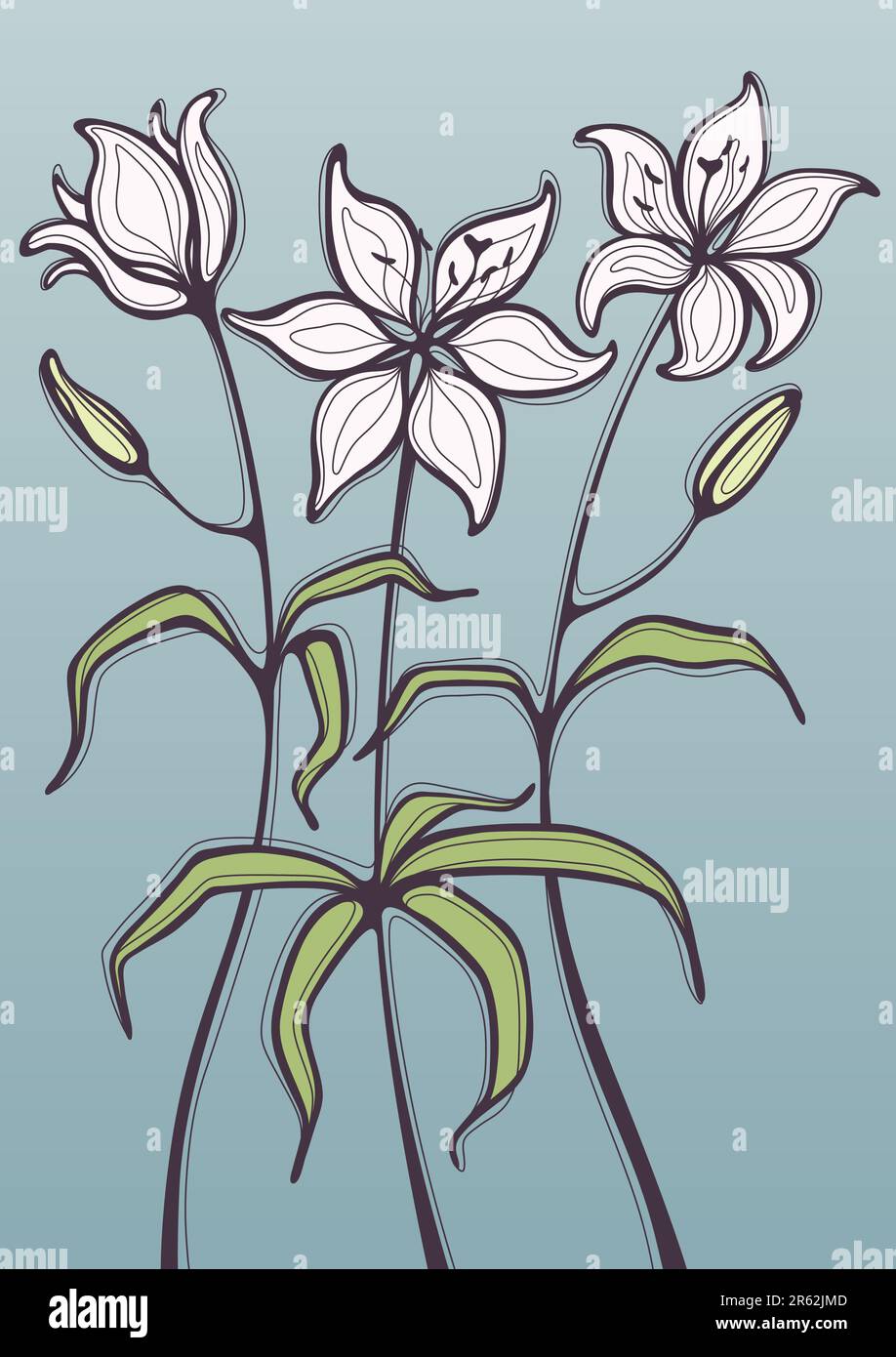 Stylized lily hi-res stock photography and images - Alamy