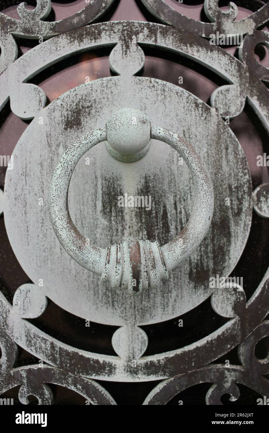 A round door handle protecting a traditional medieval gate Stock Photo ...