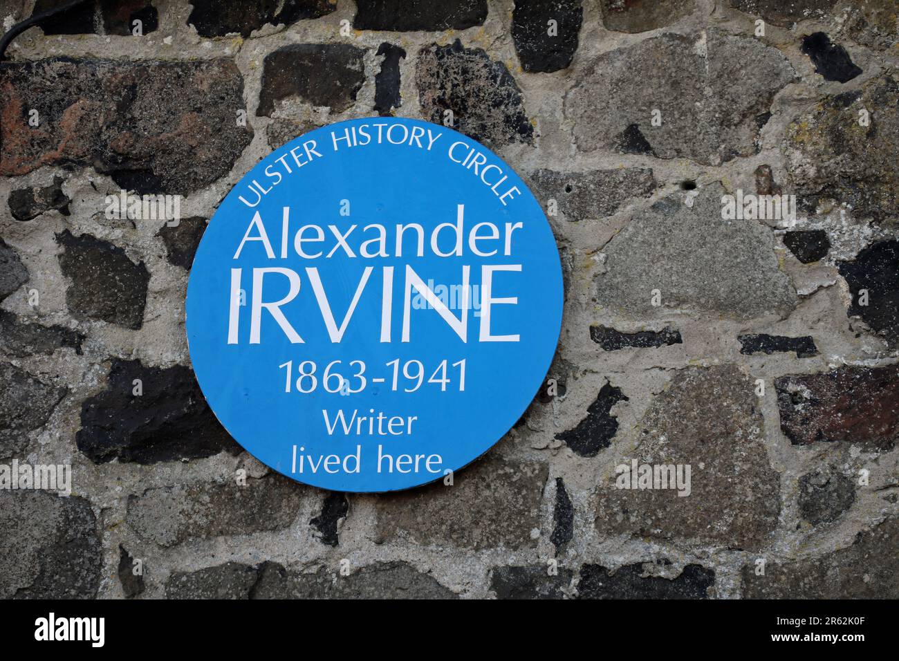 Alexander Irvine blue plaque in Antrim Stock Photo - Alamy