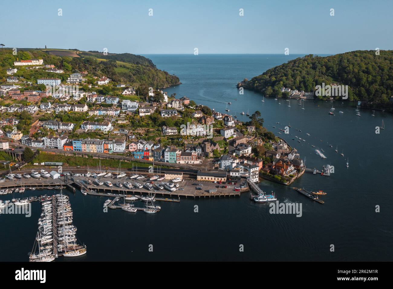 An aerial view of the Devon Coastal Town near the River Dart Stock ...