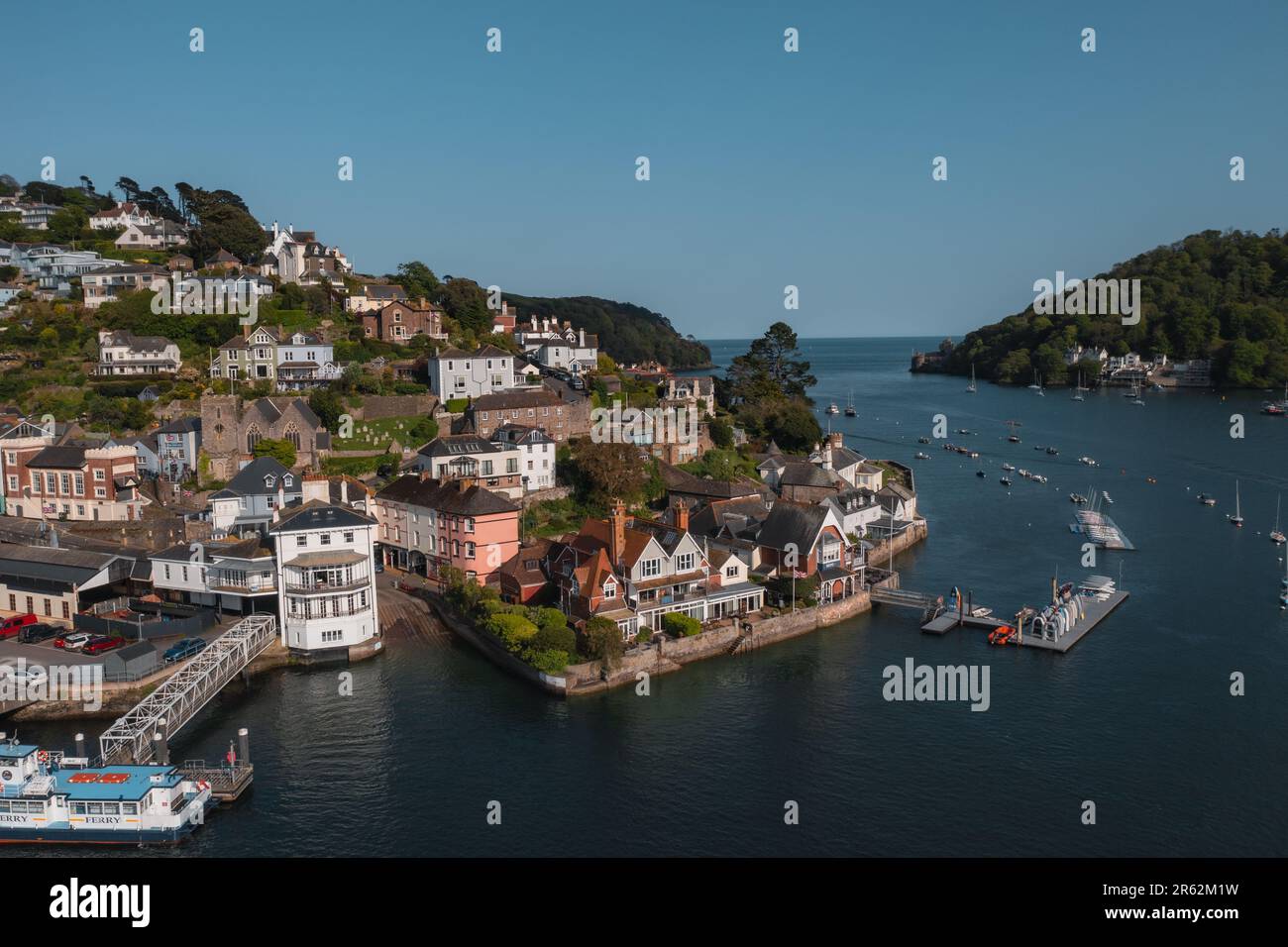 An aerial view of the Devon Coastal Town near the River Dart Stock ...