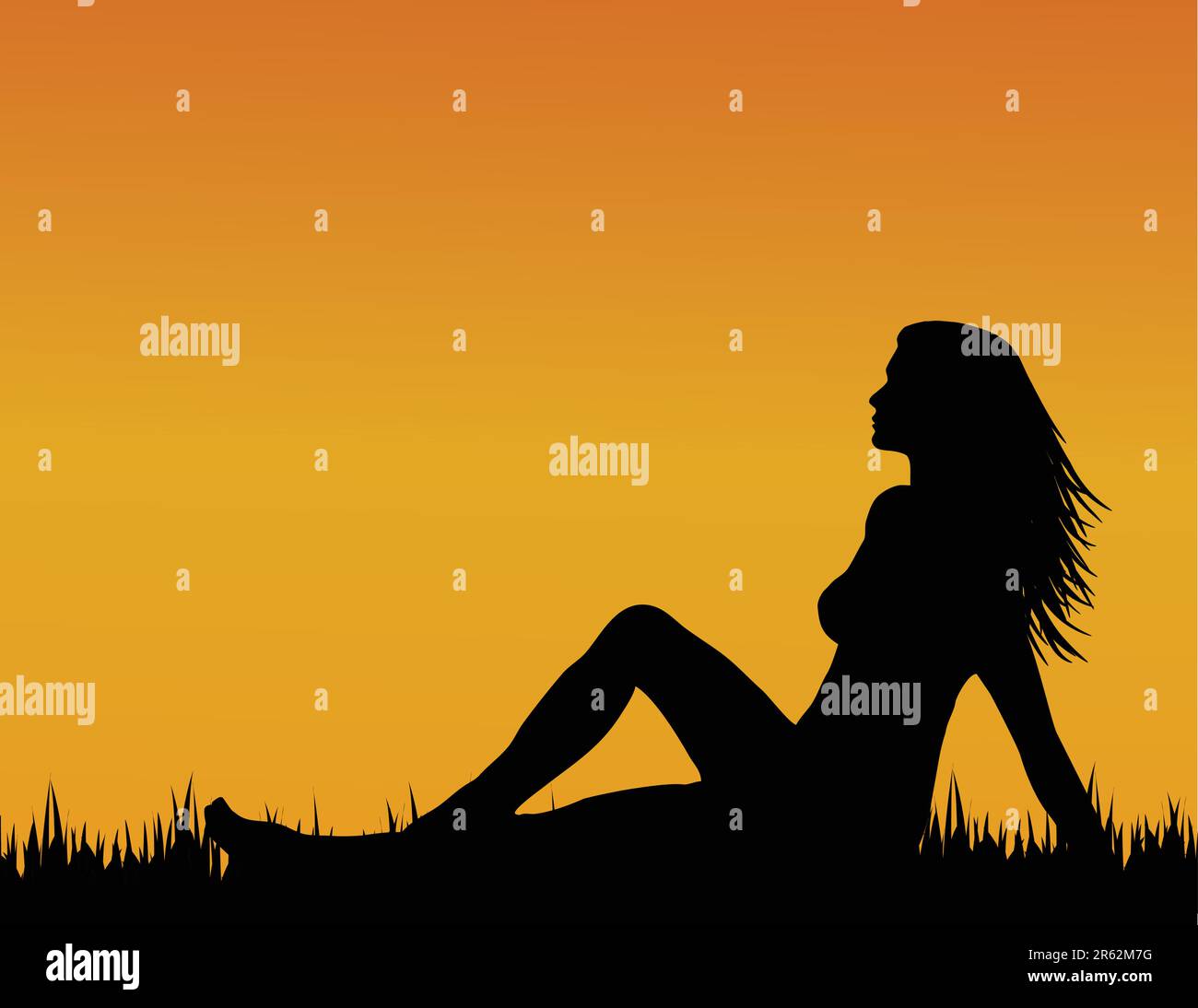 Beautiful woman sitting color Stock Vector Images - Alamy