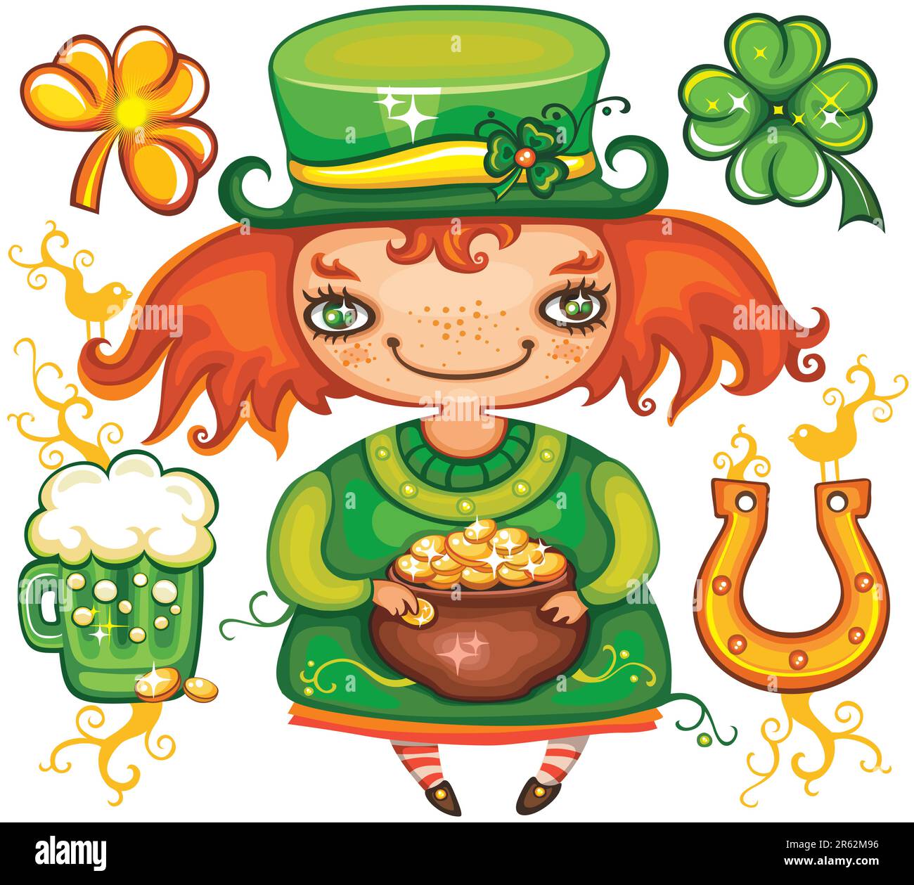 White gold coin four leaf Stock Vector Images - Alamy