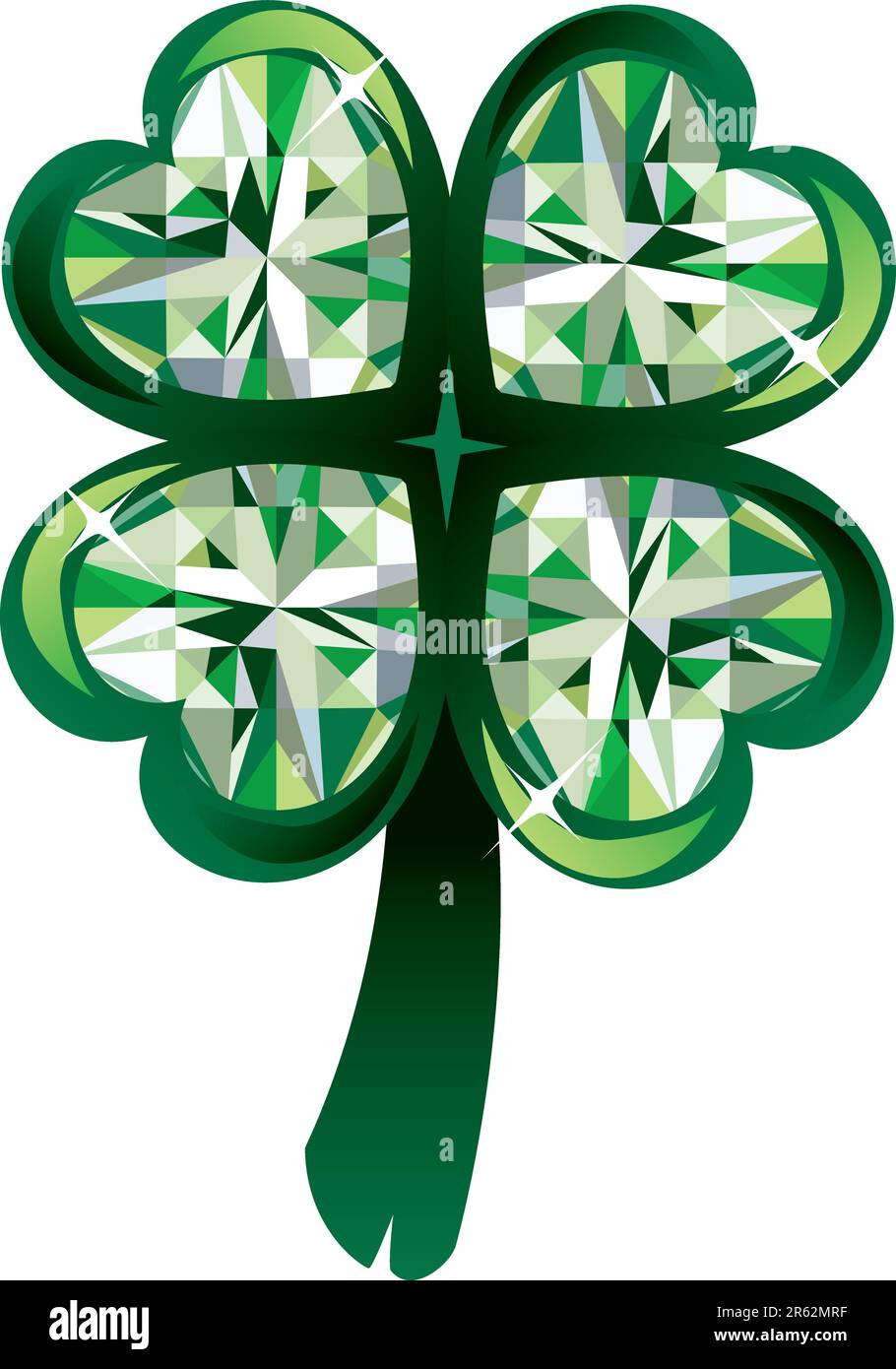 Vector Illustration of diamond four leaf clover shamrock. St. Patrick's ...