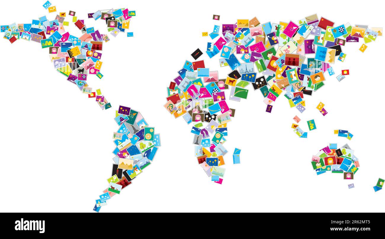 The world map is made up of plenty number of photos Stock Vector Image ...