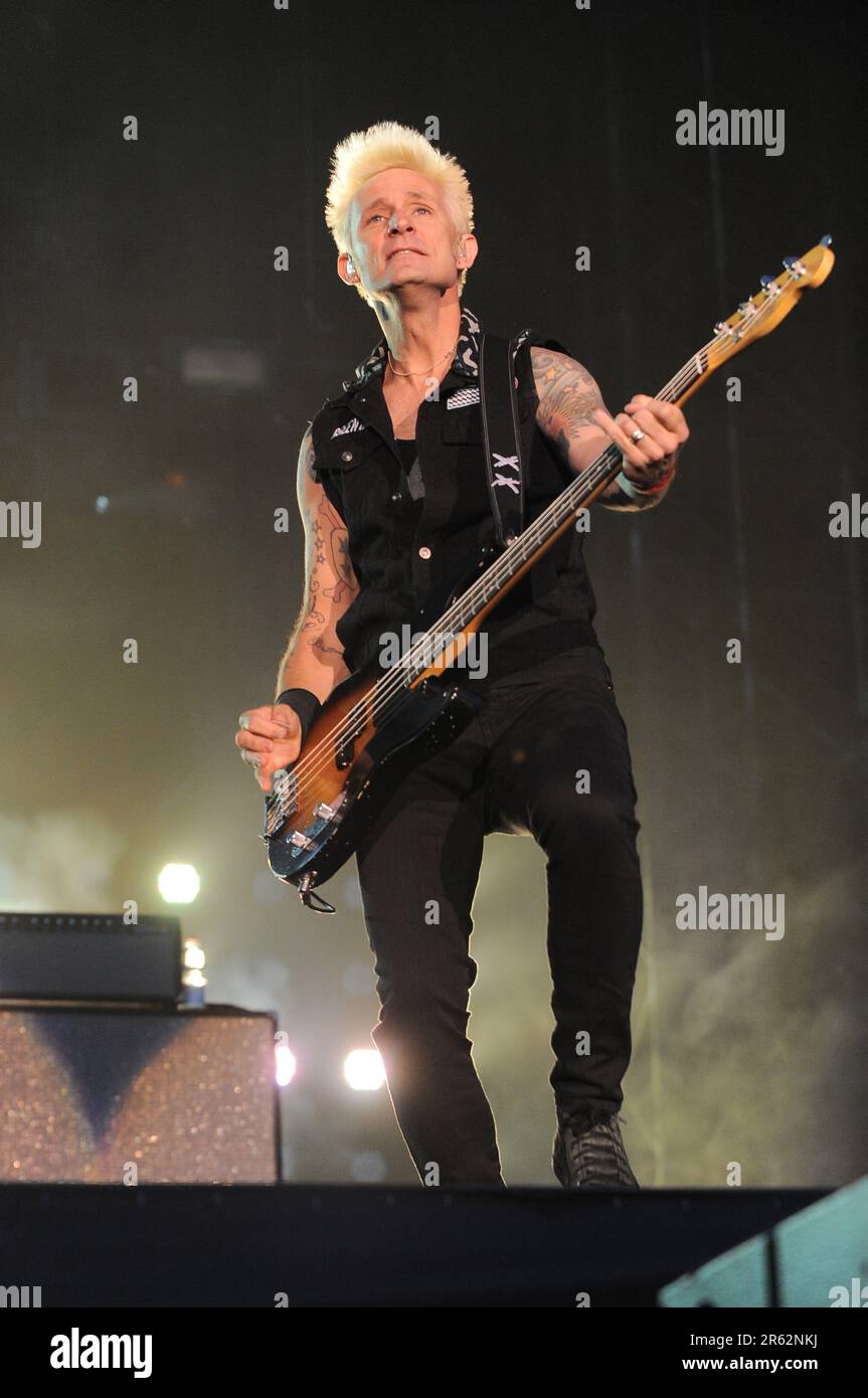 Milan Italy 2013-05-24: Mike Dirnt bassist of Green Day during live ...