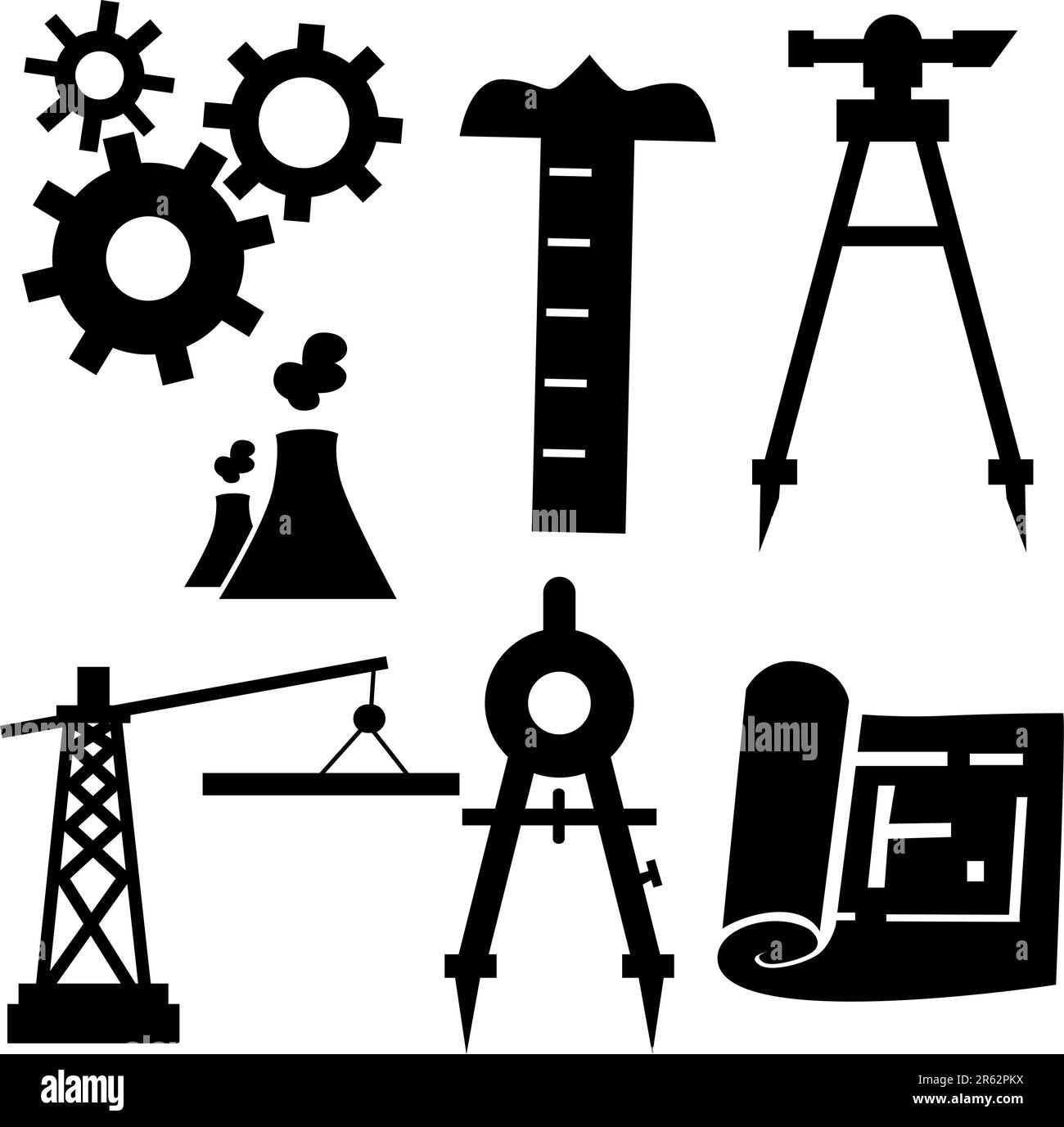 Engineering icon set isolated on a white background Stock Vector Image ...