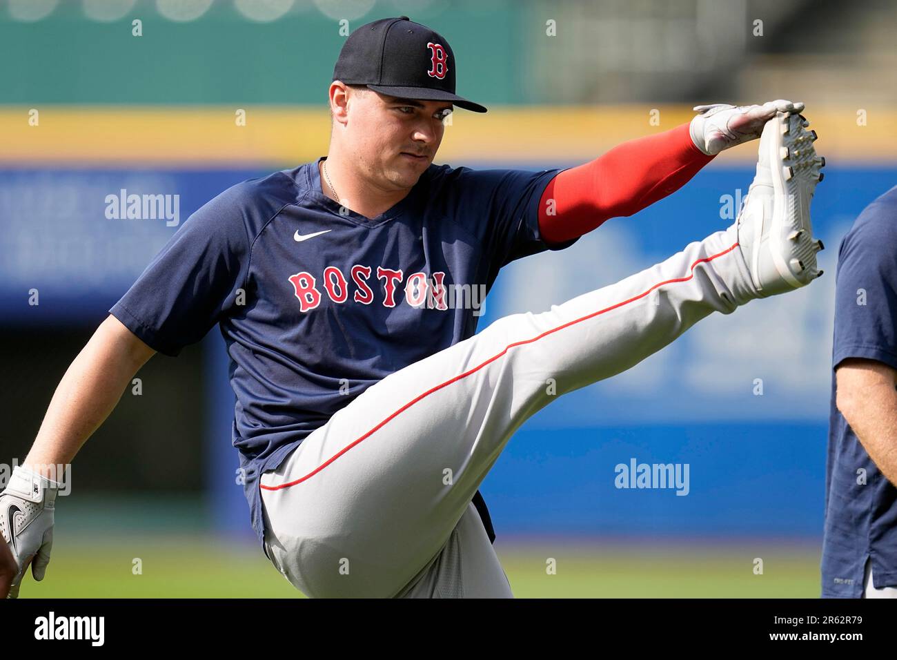 Boston Red Sox's Reese McGuire stretches during batting practice before ...