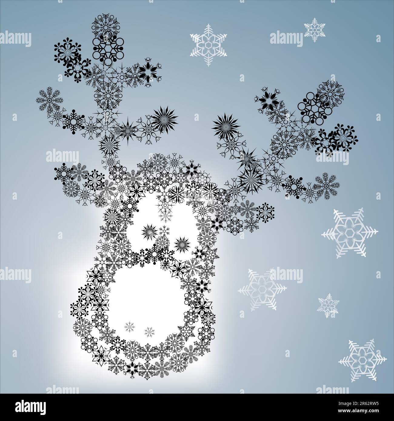 christmas reindeer via different snowflakes - vector illustration Stock ...